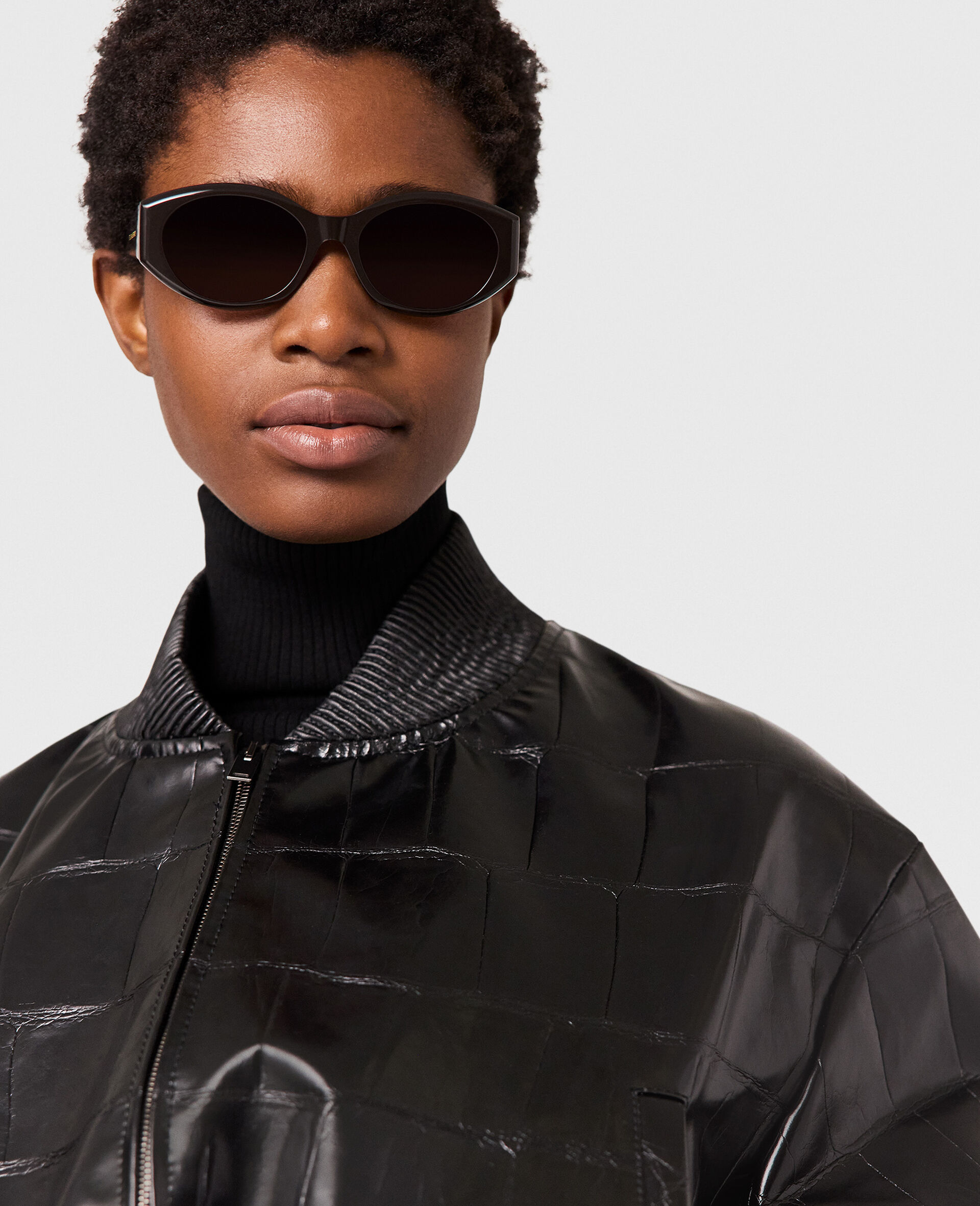 Crocodile-Embossed Cropped Bomber Jacket - Stella McCartney US